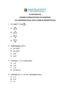 04 Differentiation – Questions | INNOVATIVE INSTITUTE